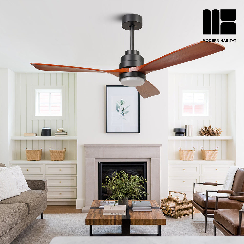 AuraVista 52 in. Indoor Medium Red Oak Ceiling Fan with LED Light Bulb ...